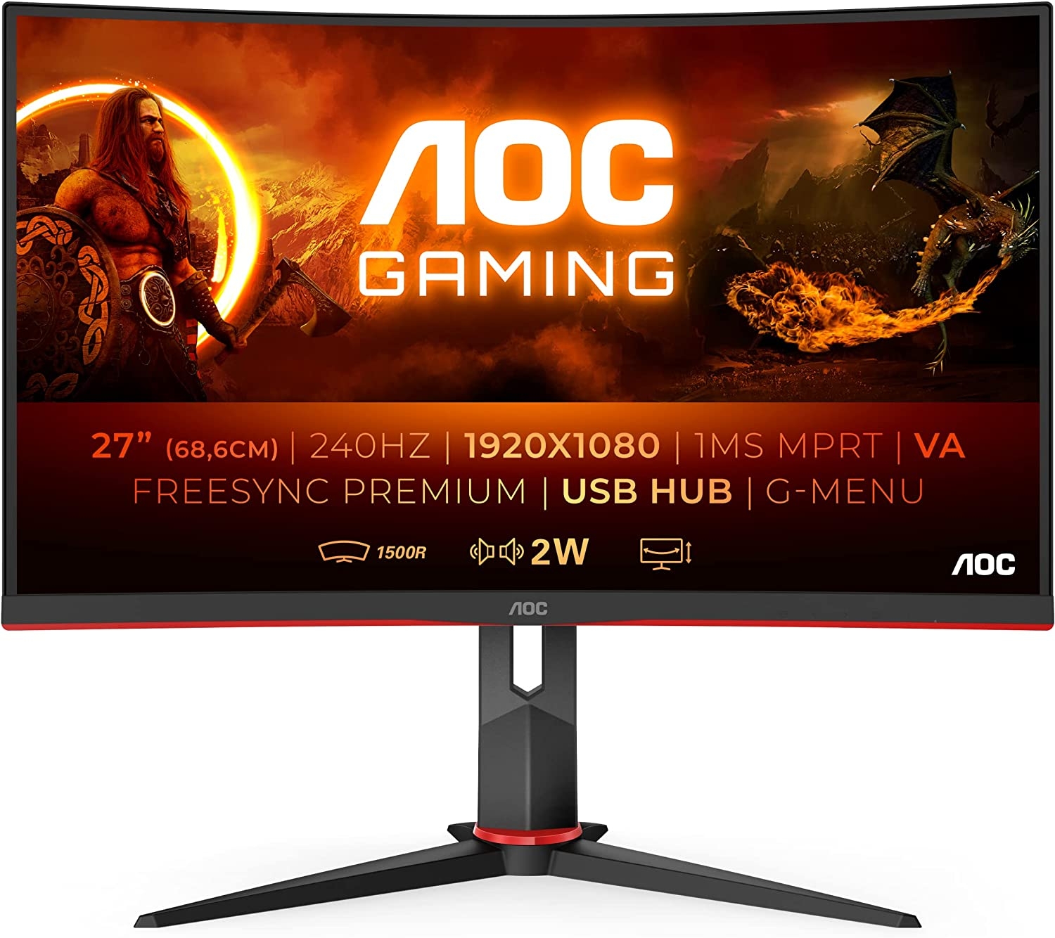 AOC C27G2Z 27, FHD, VA, 240Hz, 0.5ms Curved Gaming Monitor - CS Net Games