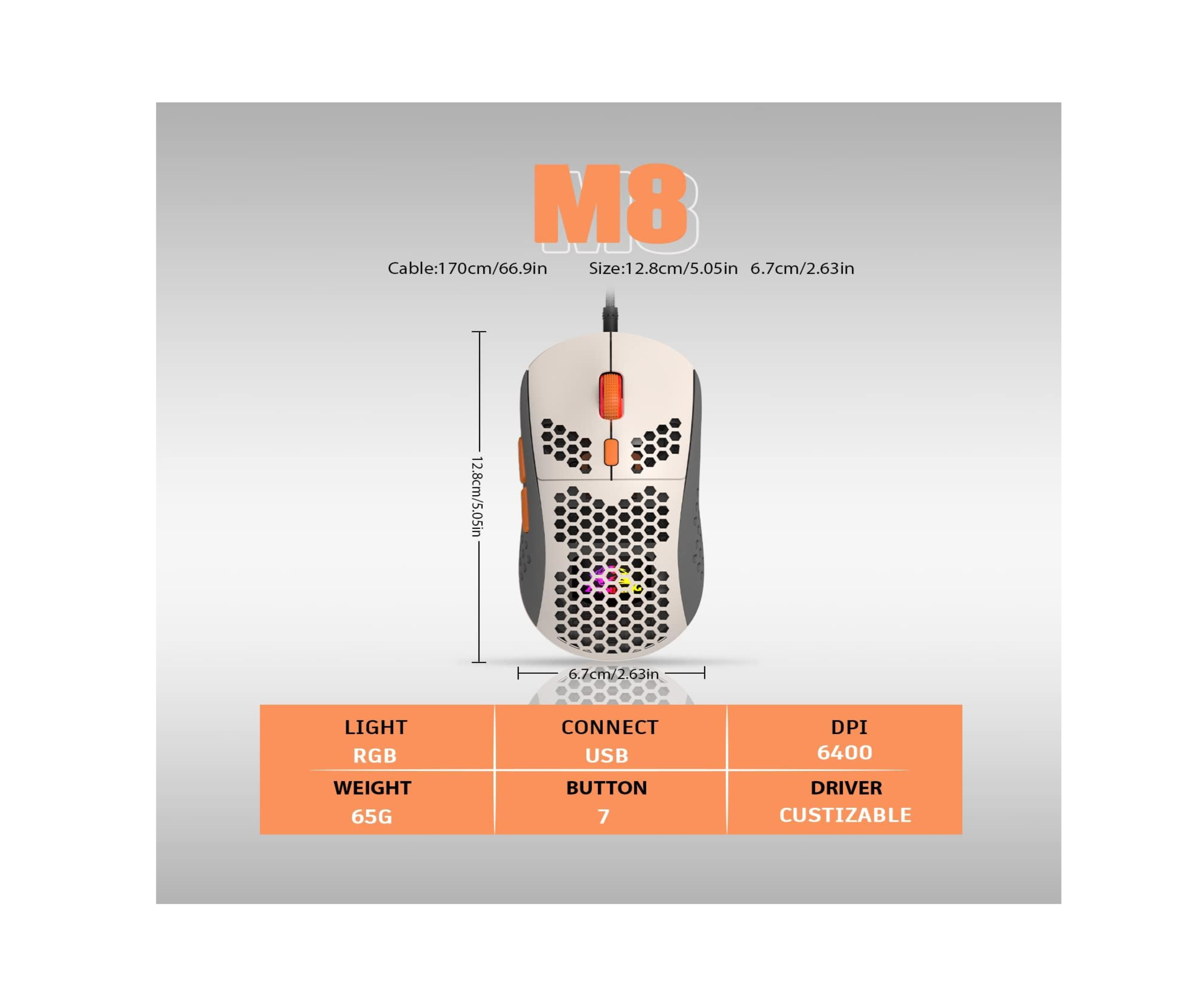ZIYOU LANG M8 Wired RGB Gaming Mouse - Brillante - CS Net Games