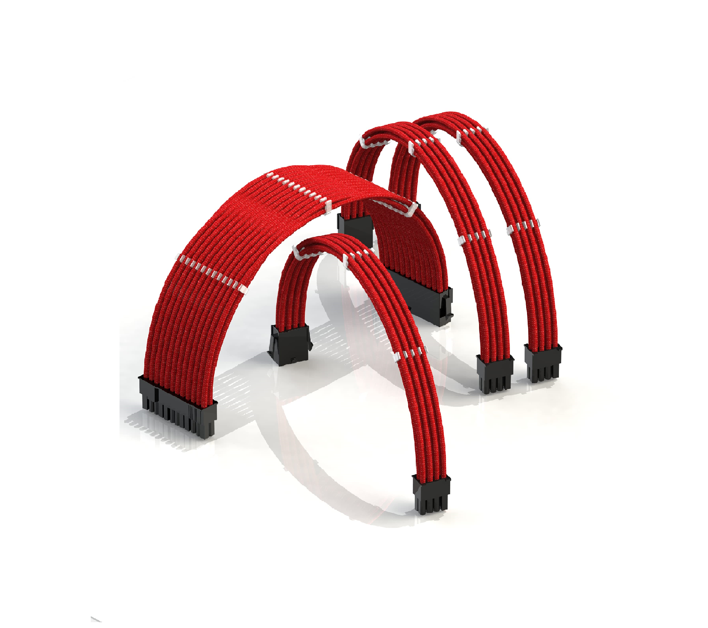 Colorful Mod Sleeved Extension Cable Combo - Red - CS Net Games