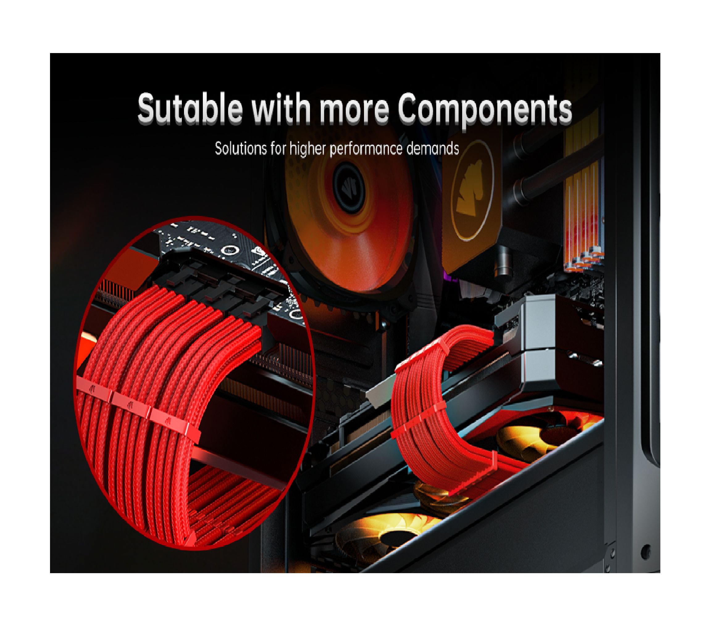 Colorful Mod Sleeved Extension Cable Combo - Red - CS Net Games