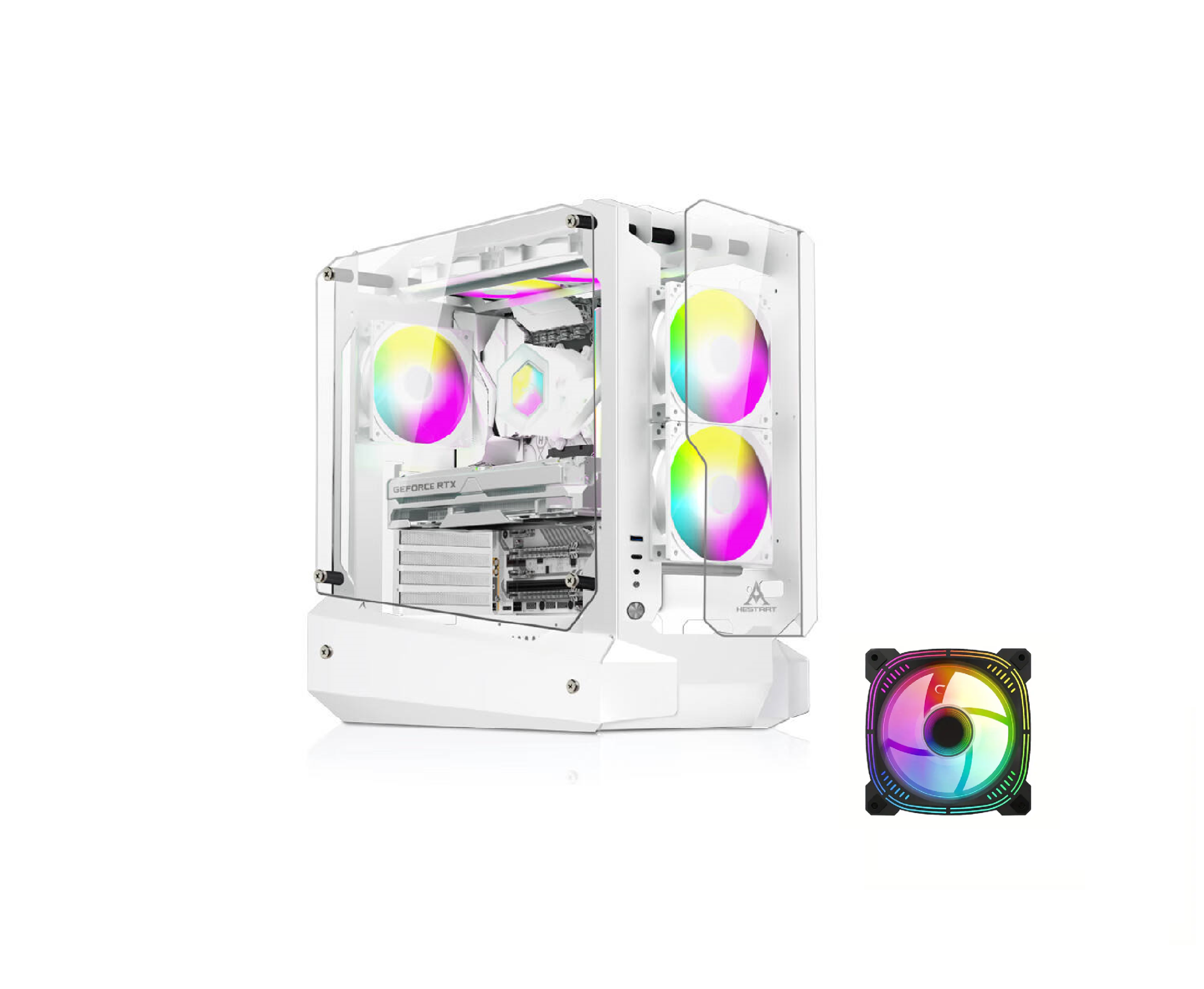 Hestart Poseidon Esports 5 Fans Gaming PC Gaming - White - CS Net Games