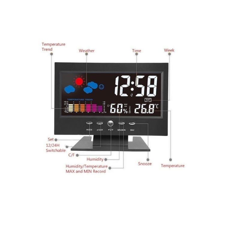 8082T Digital Clock Weather Forecast Perpetual Calendar LED Color ...