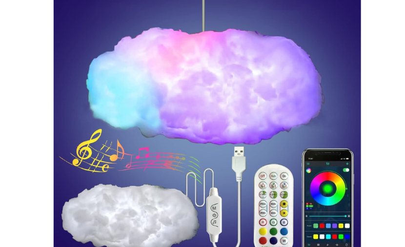 1 Piece 3D Big Cloud Rain Light LED Cloud Light RGB with IC Remote and ...